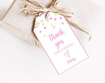 Editable Confetti Pastel Square Gift Tags Confetti Favor Cards Editable ...