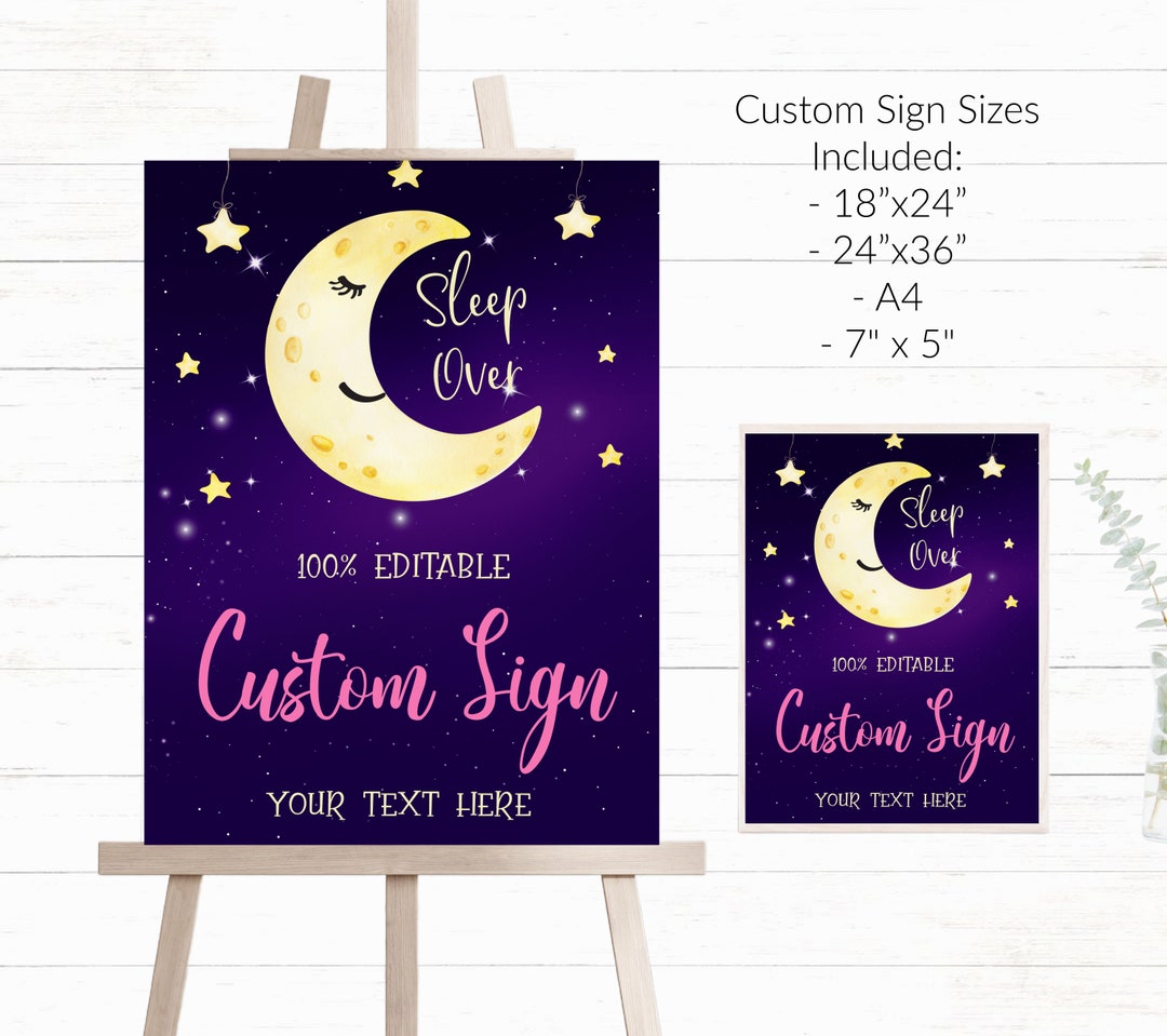 Sleepover Party Signs in 4 Sizes, Sleepover Birthday Signs Editable ...
