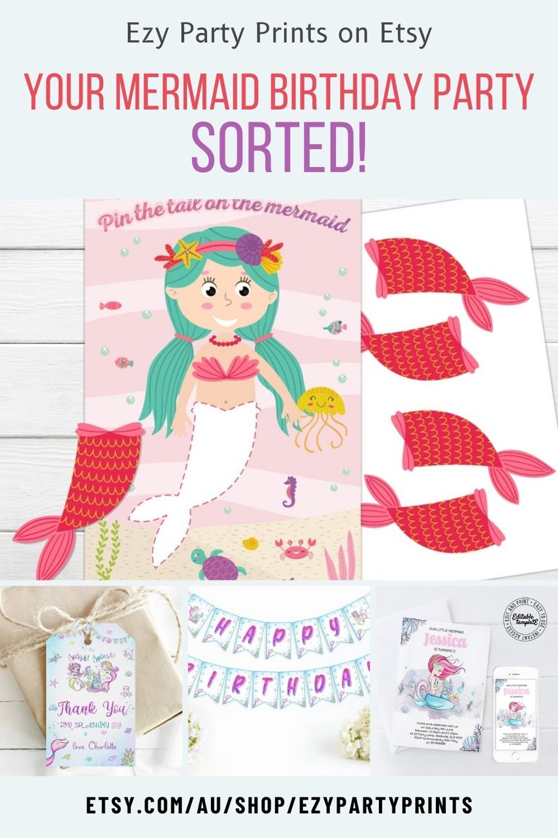 Pin the Tail on the Mermaid Printable Game. Instant Download Instant ...
