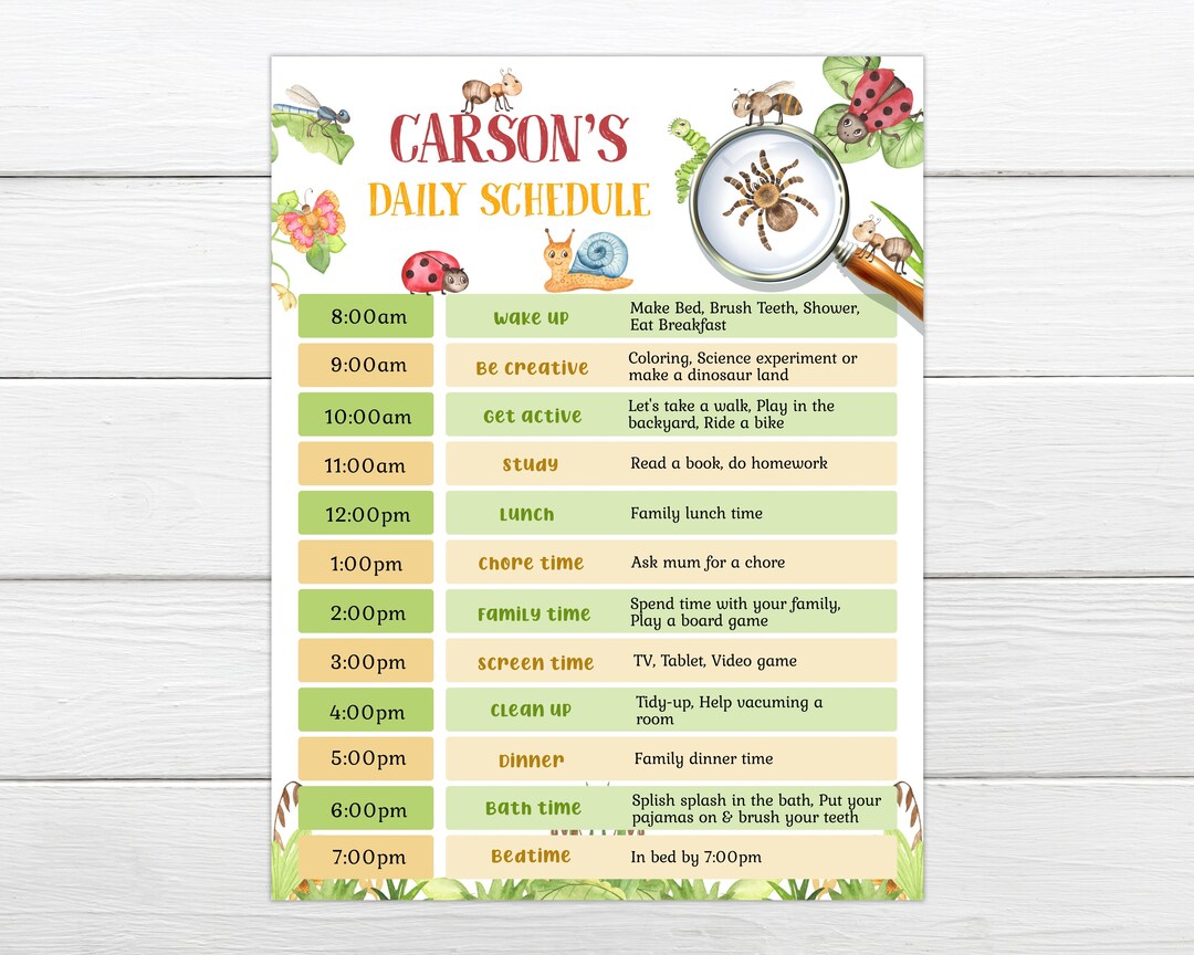 Daily schedule for grade school kids - washingtontaste