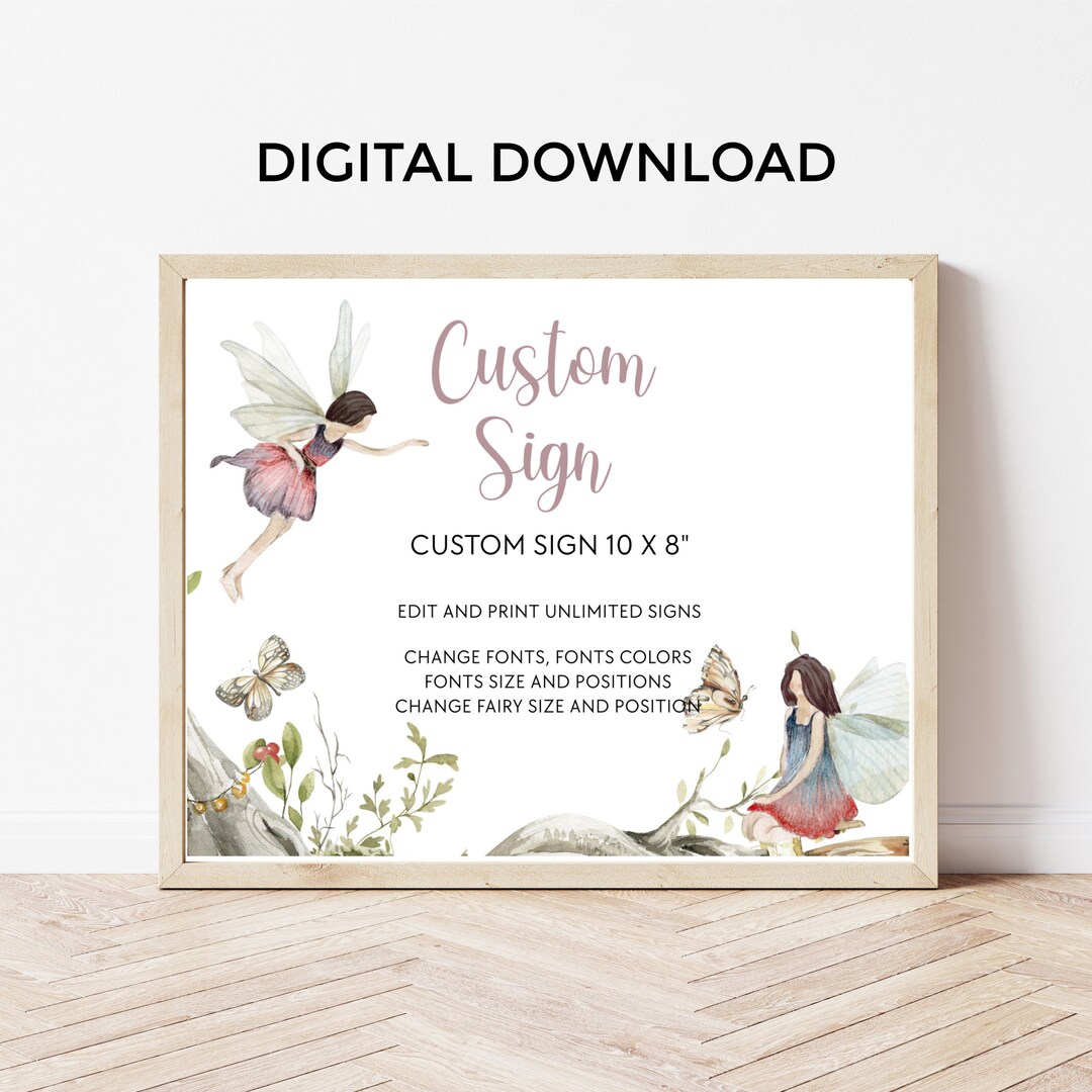 Editable Fairies Birthday Sign Fairies Party Decor Sign Woodland ...