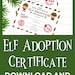 Elf Adoption Certificate for Instant Printing Elf Adoption for Instant ...