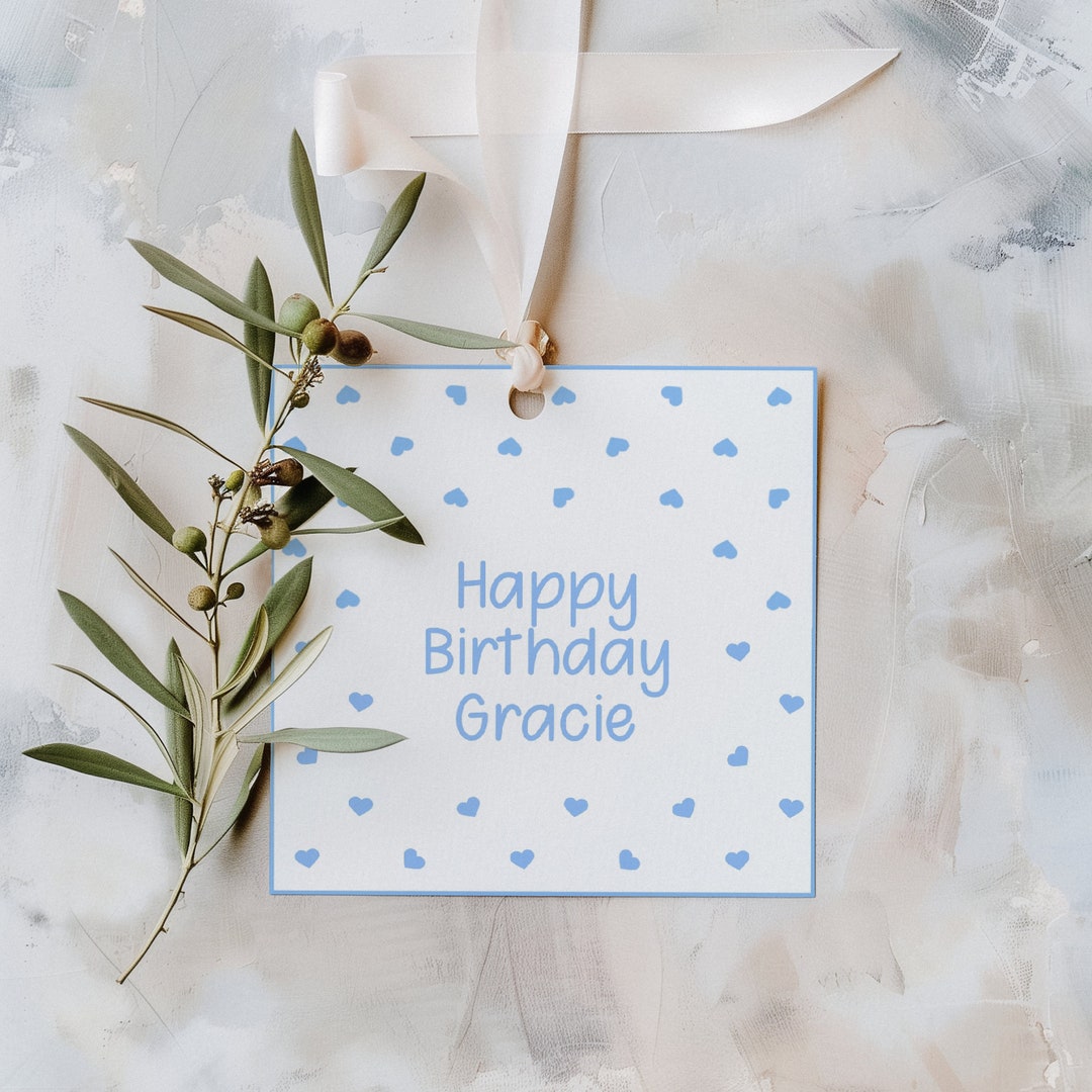 Editable Blue Gift Tags Blue Hearts Confetti Favor Cards Editable Blue ...