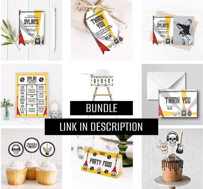 Editable Born to Rock Thank You Cards Rock and Roll Favor Cards Gift ...