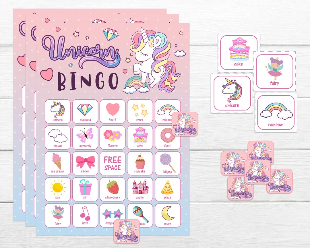 Unicorn Bingo Game Unicorn Bingo Printable Bingo Game Instant Download ...