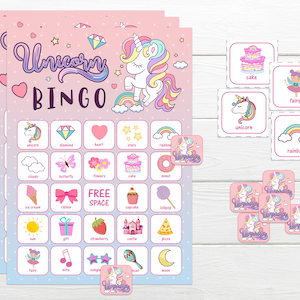Unicorn Bingo Game Unicorn Bingo Printable Bingo Game Instant Download ...