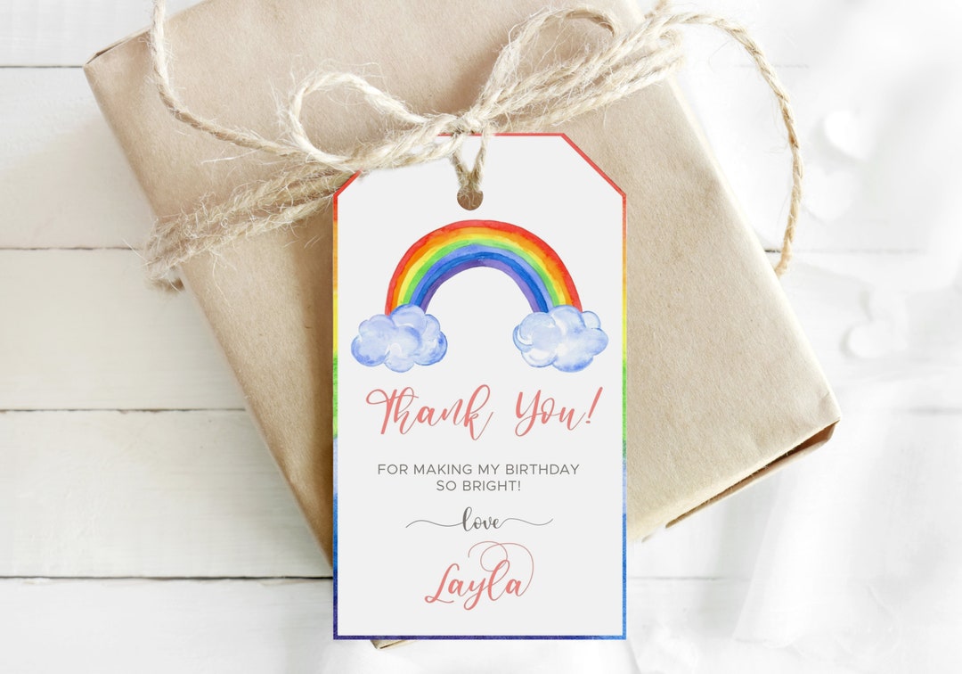 Rainbow Thank You Gift Tag Editable Gift Tag Favor Tag Appreciation Tag ...