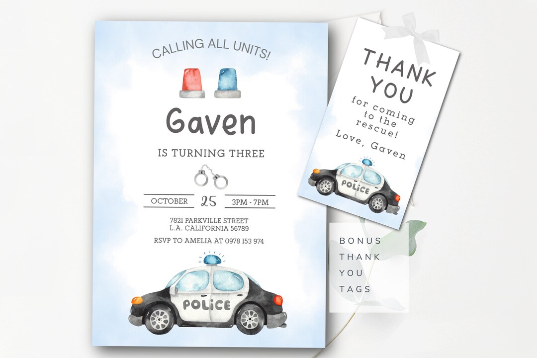 Police Invitation Template Police Birthday Party Invitation Editable ...