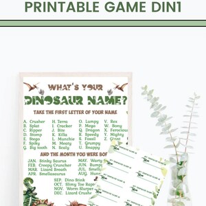 Dinosaur Birthday Party Game What's Your Dinosaur Name Game Dinosaur ...