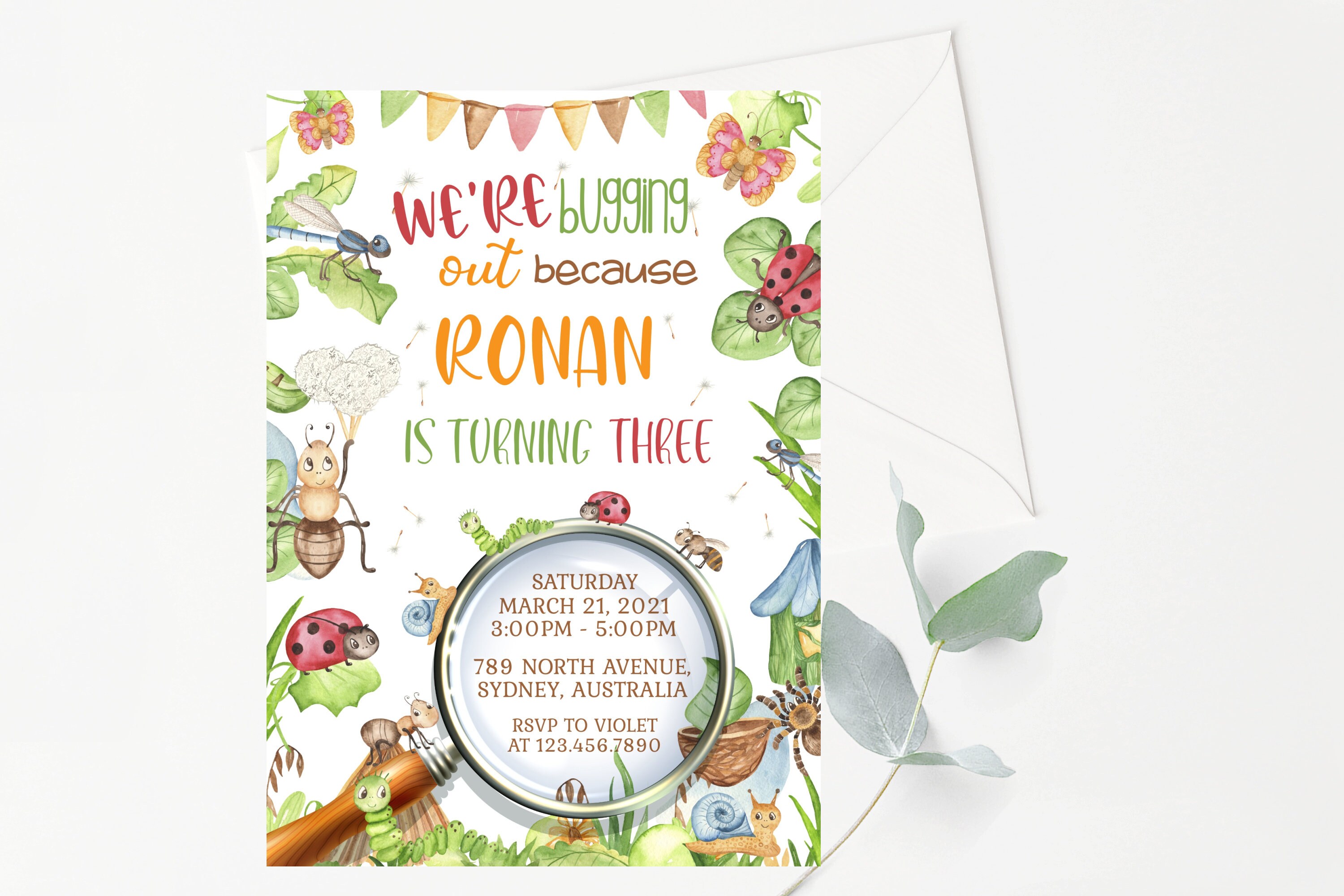 Editable Bugs Birthday Invitation to Personalize and Print Bugs ...