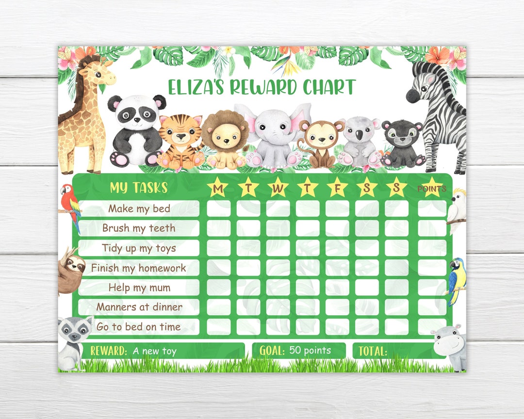 Reward Chart for Kids, Chore Chart, Personalise the Name Etc and Print ...