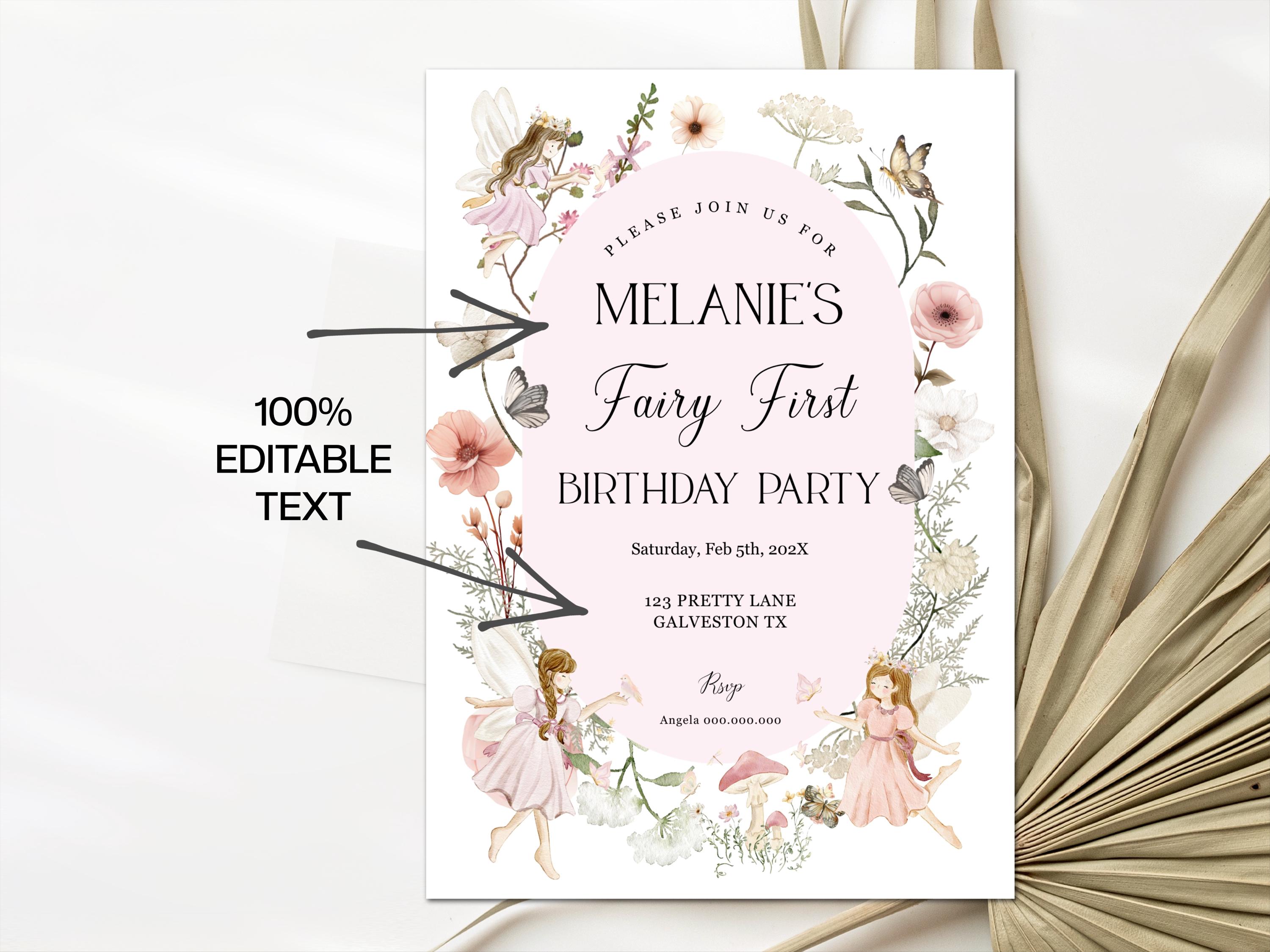 Editable Fairies Invitation Woodland Fairies Instant Birthday ...