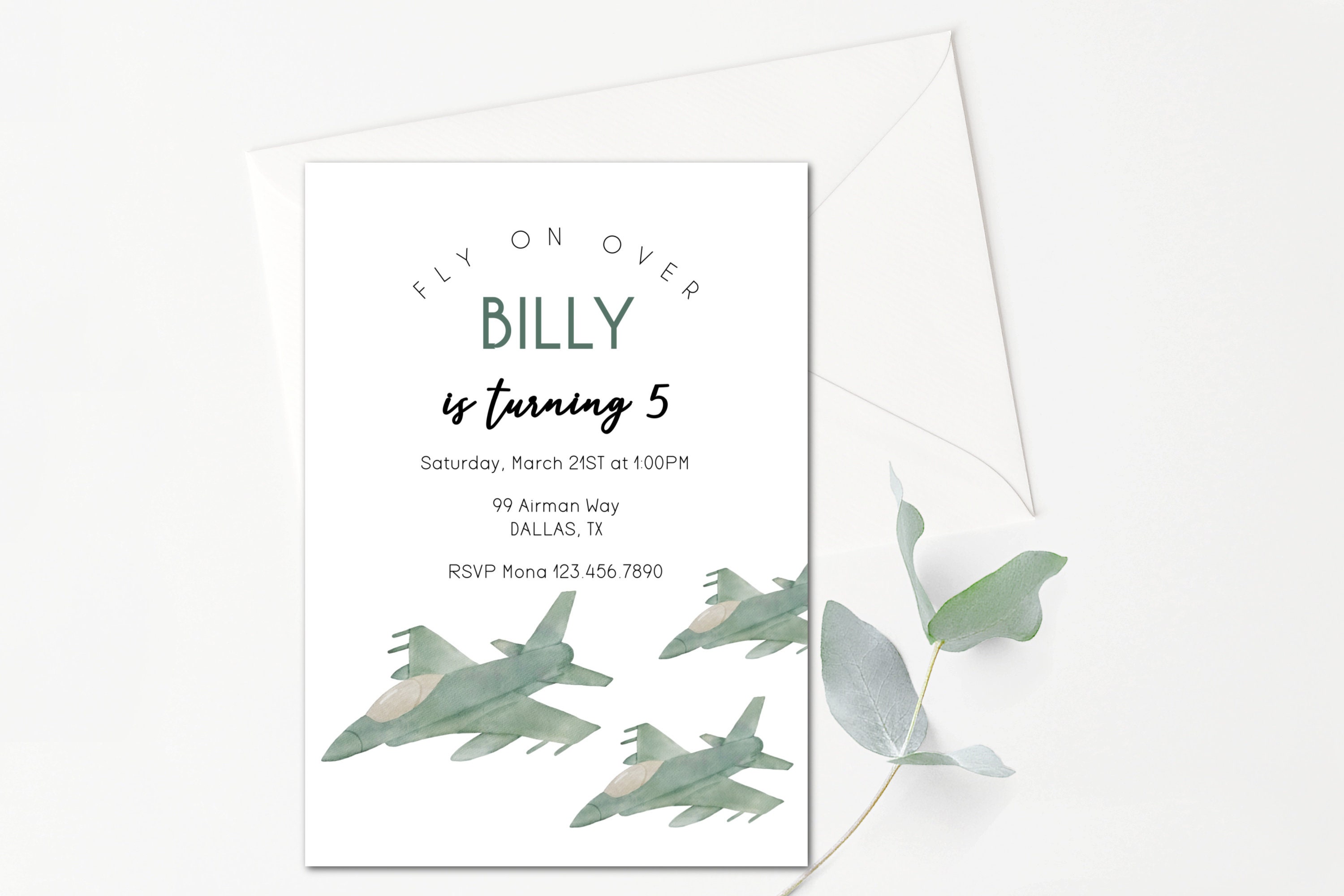 Jet Fighter Invitation Editable Fighter Pilot Birthday Invitation ...