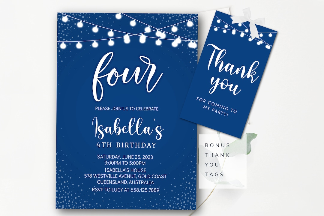 Navy Blue Invitation Editable Blue Birthday Invitation Blue Electronic ...