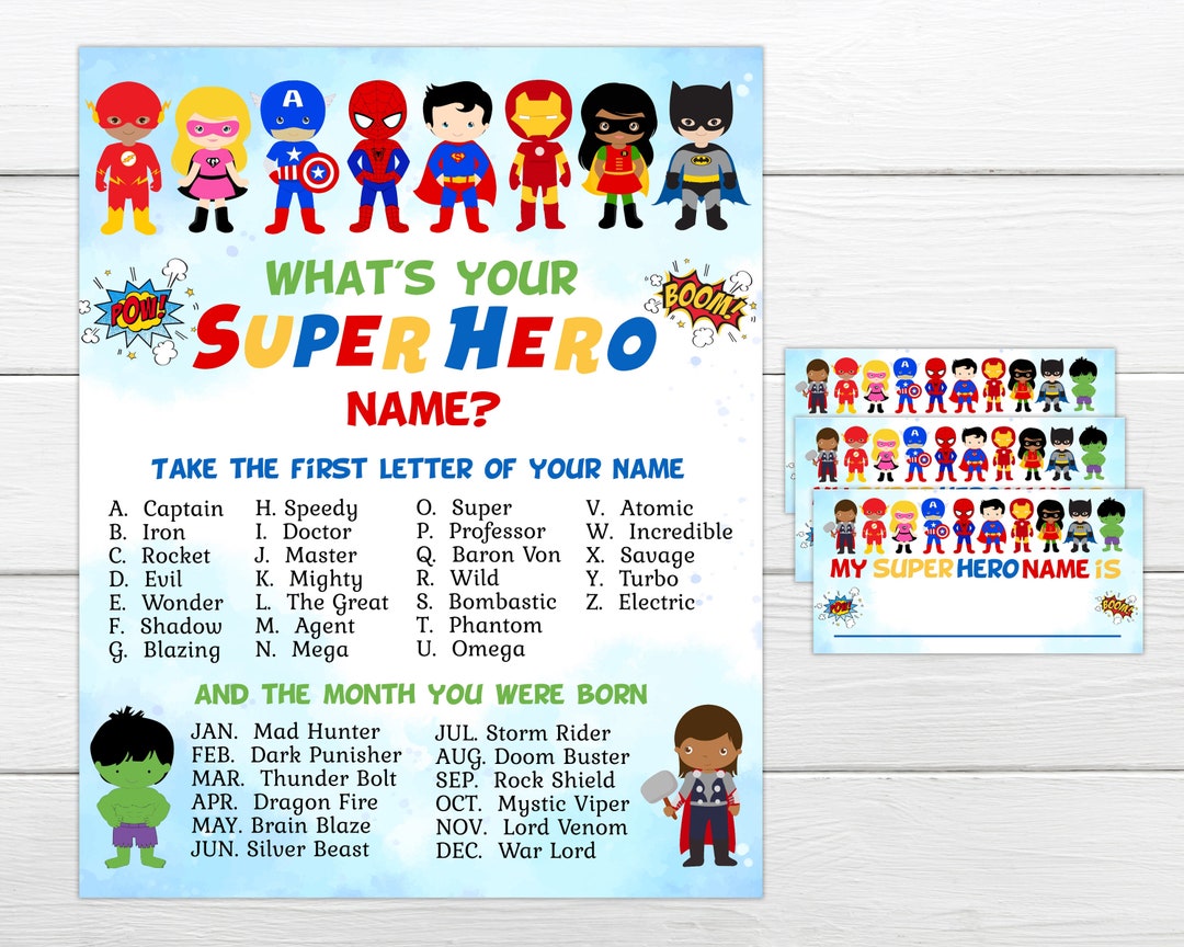 Superhero Party Game Mixed Race Instant Printable Party Game Superhero ...