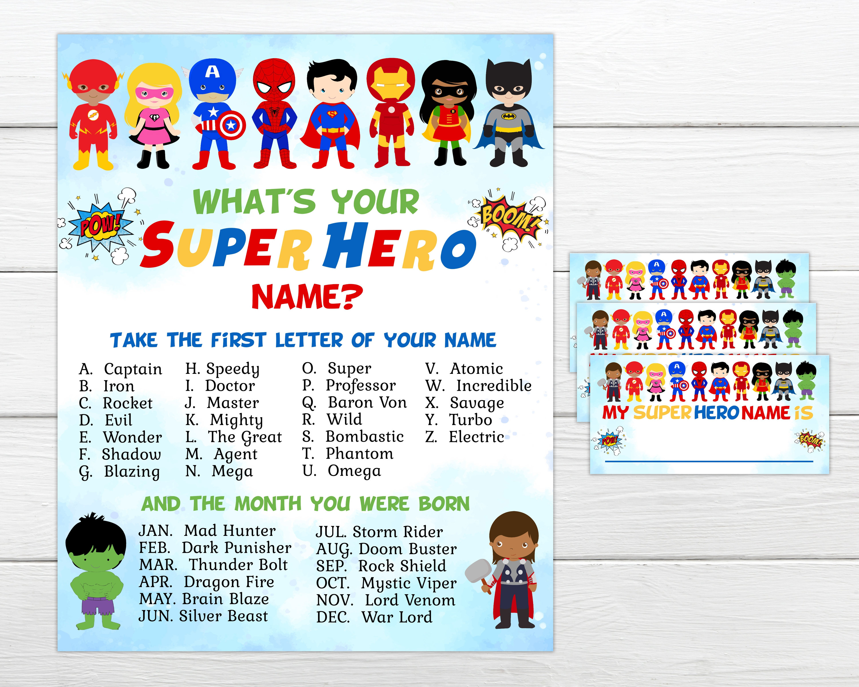 Superhero Party Game mixed Race. Superheroes Party INSTANT - Etsy Australia