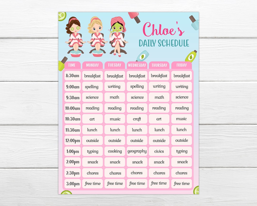 Editable Daily Schedule Chart Personalise Save and Print - Etsy