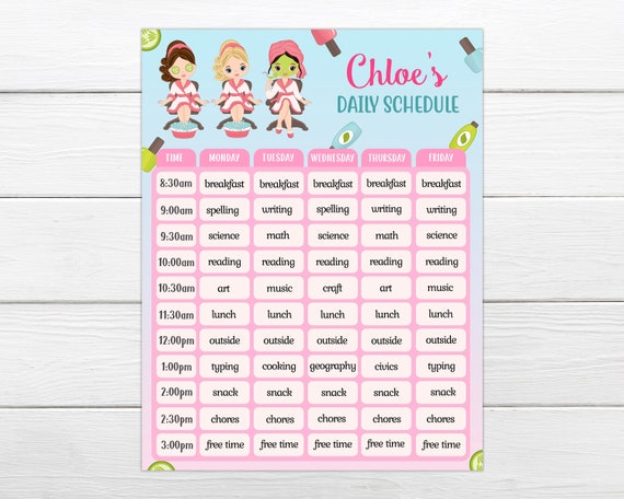 EDITABLE Daily schedule chart Personalise save and print instantly ...