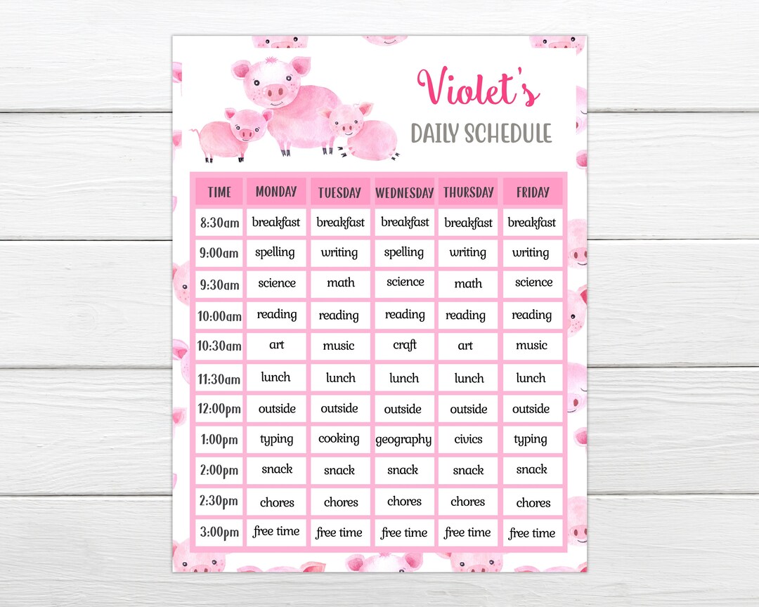 Editable Kids Daily Schedule Chart to Personalize Save and Print ...