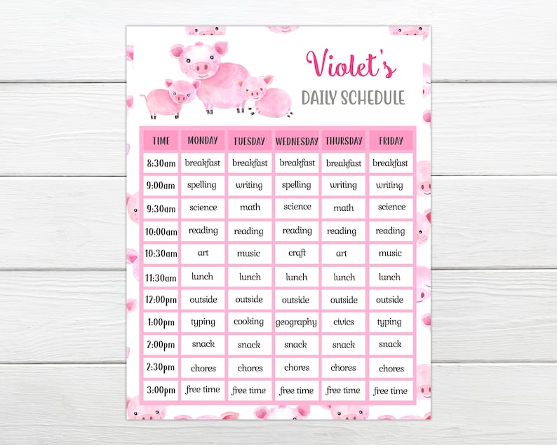 EDITABLE KIDS Daily Schedule Chart PERSONALISE Save and Print - Etsy