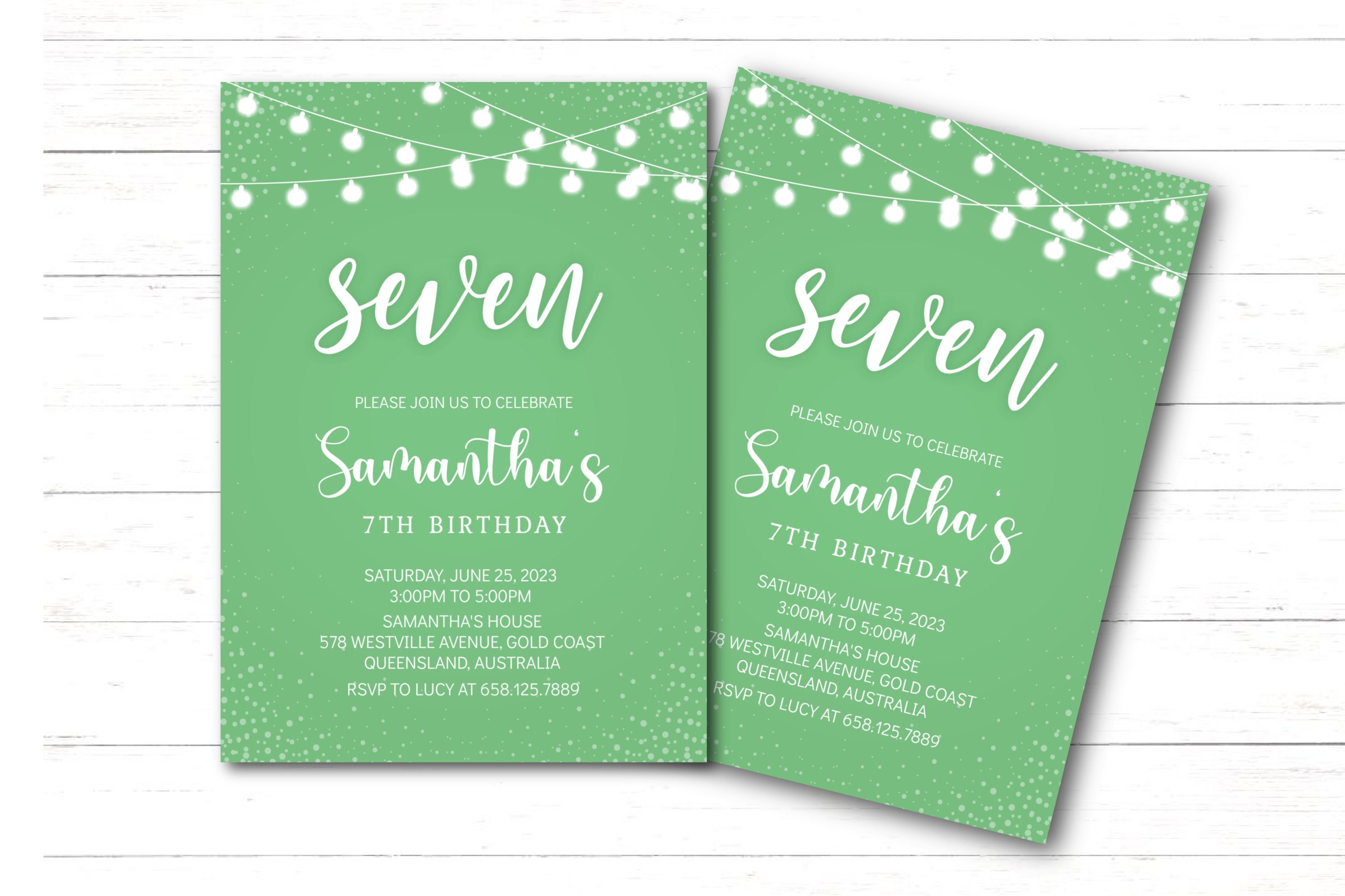 Green Editable Birthday Party Invitation Template String Lights ...