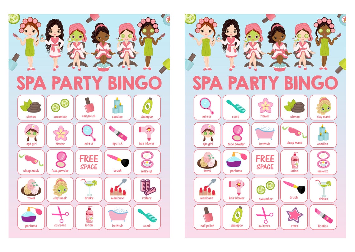 Spa Party BINGO Game Spa BINGO Spa Party Printable Bingo | Etsy