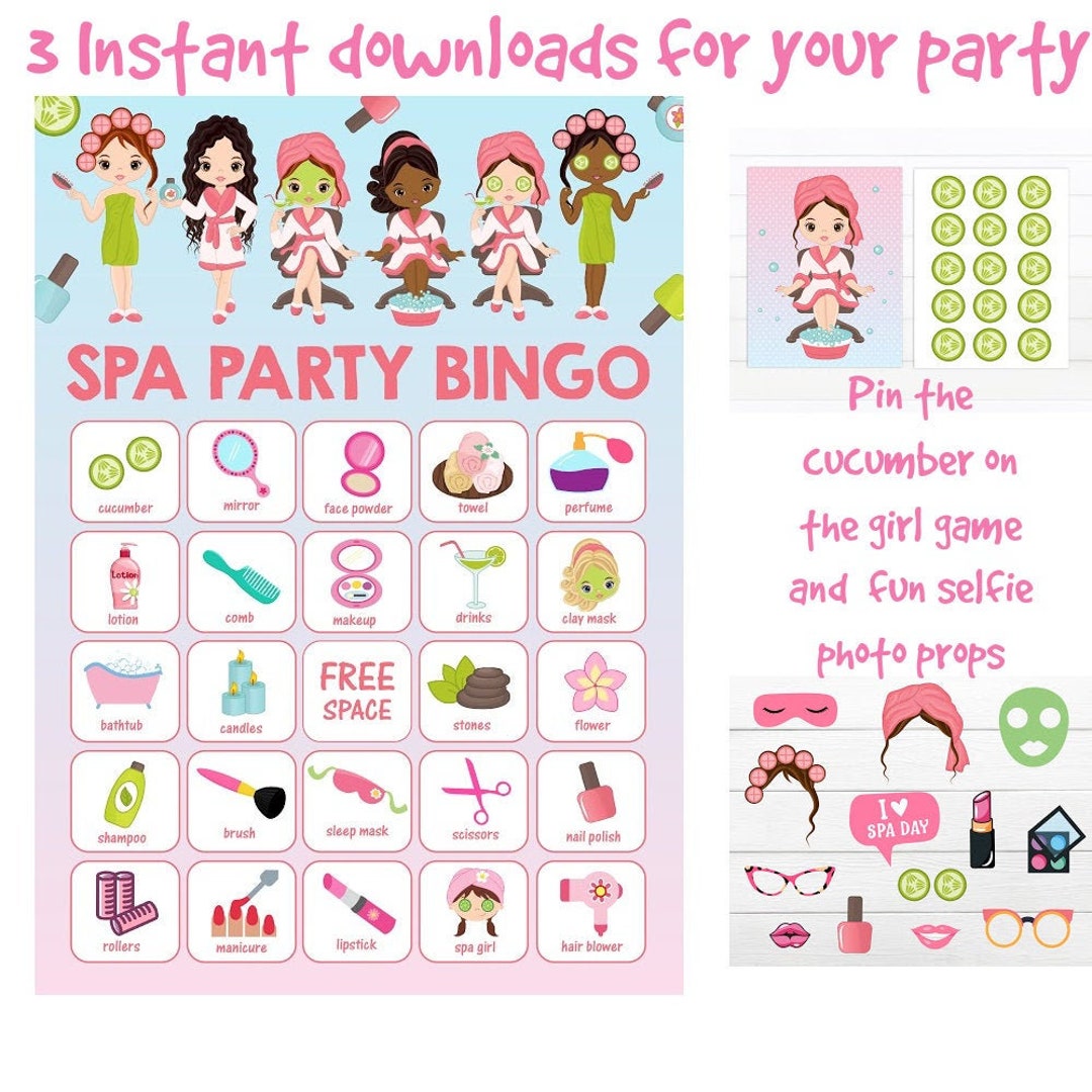 Spa Party Games Includes Spa Party Bingo Printable Game Pin - Etsy