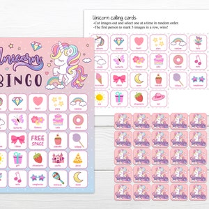 Unicorn Bingo Game Unicorn Bingo Printable Bingo Game Instant Download ...