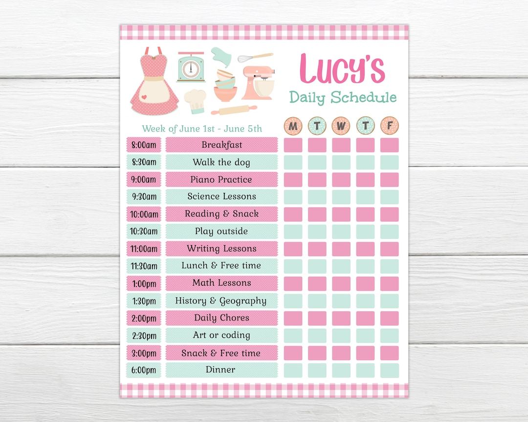 Printable Daily Schedule Chart Personalise Save and Print Instantly ...