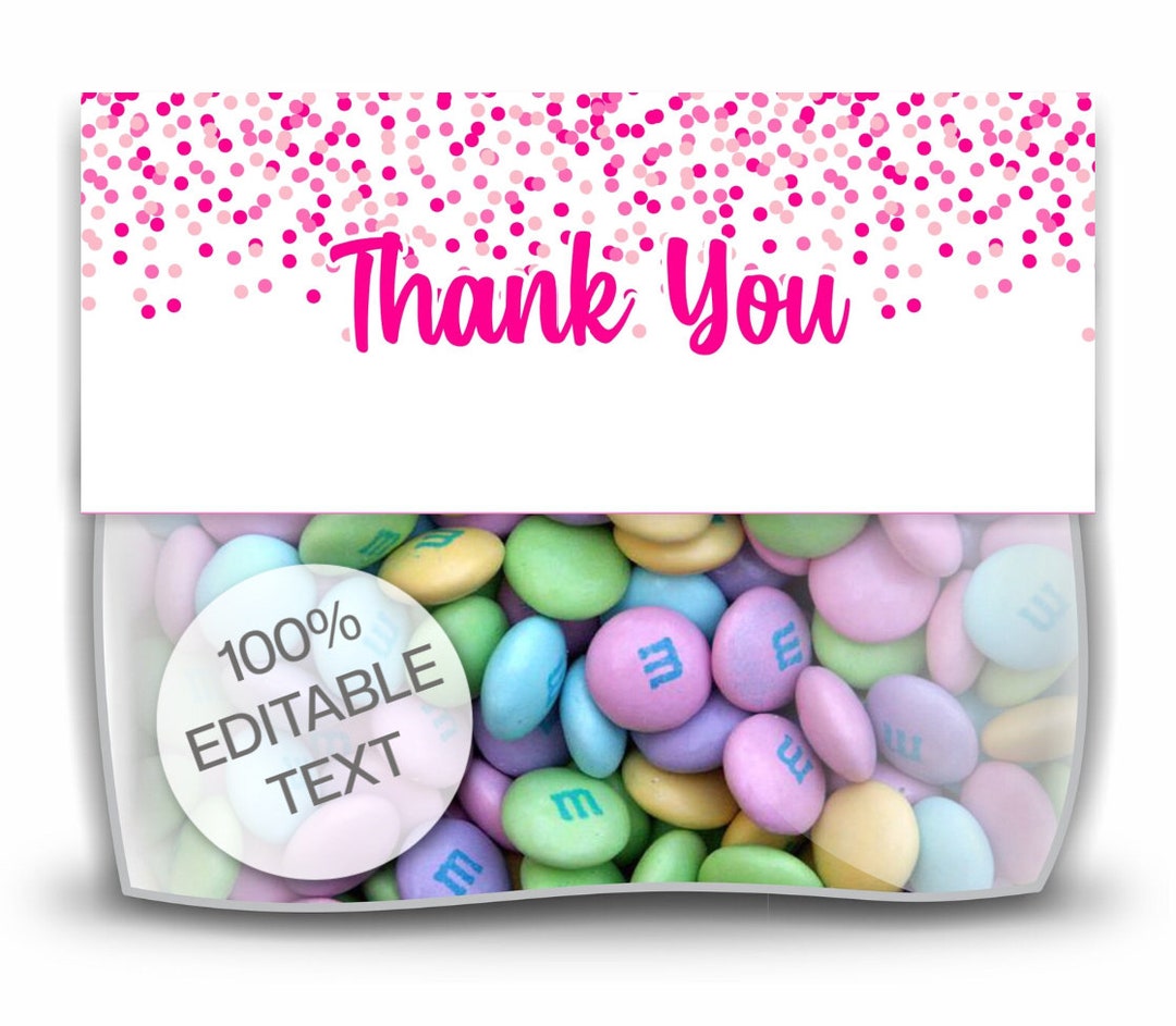 Pink Bag Toppers Editable Treat Bag Topper Editable Favor Tags ...