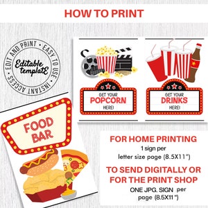 Editable Movie Party Birthday Signs Printable Movie Party Party Signs X ...