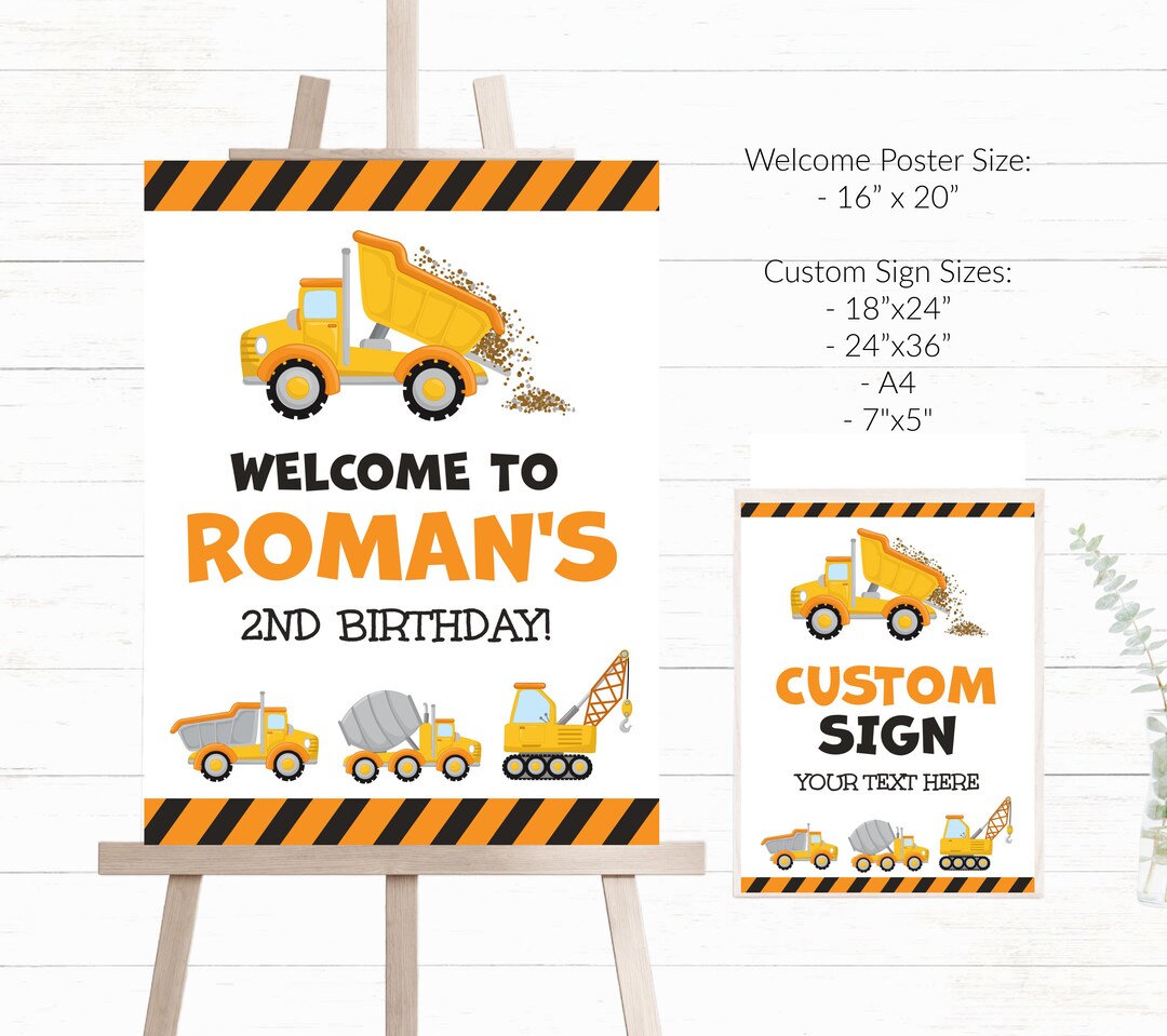 Construction Welcome Sign Birthday Party Template Construction Birthday ...