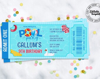Pool Party Ticket | Etsy