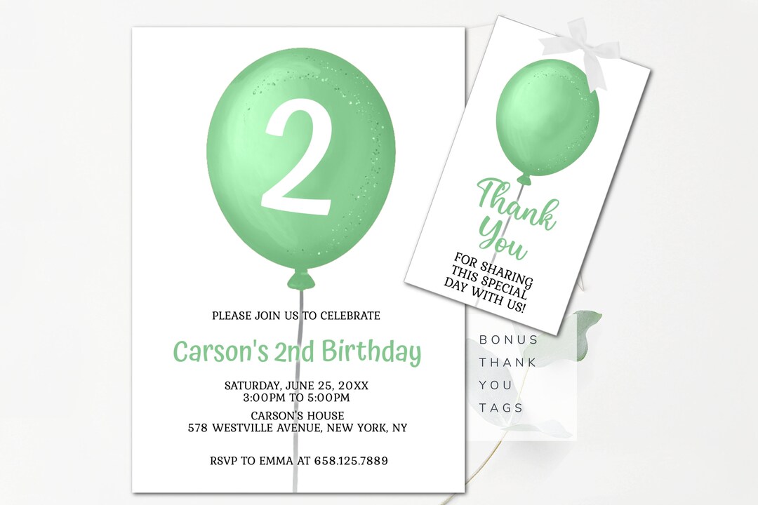Green Birthday Party Invitation Any Age Birthday Invitation Green ...