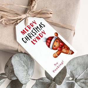 Editable Gingerbread Man Gift Tags Editable Christmas Gingerbread Man ...