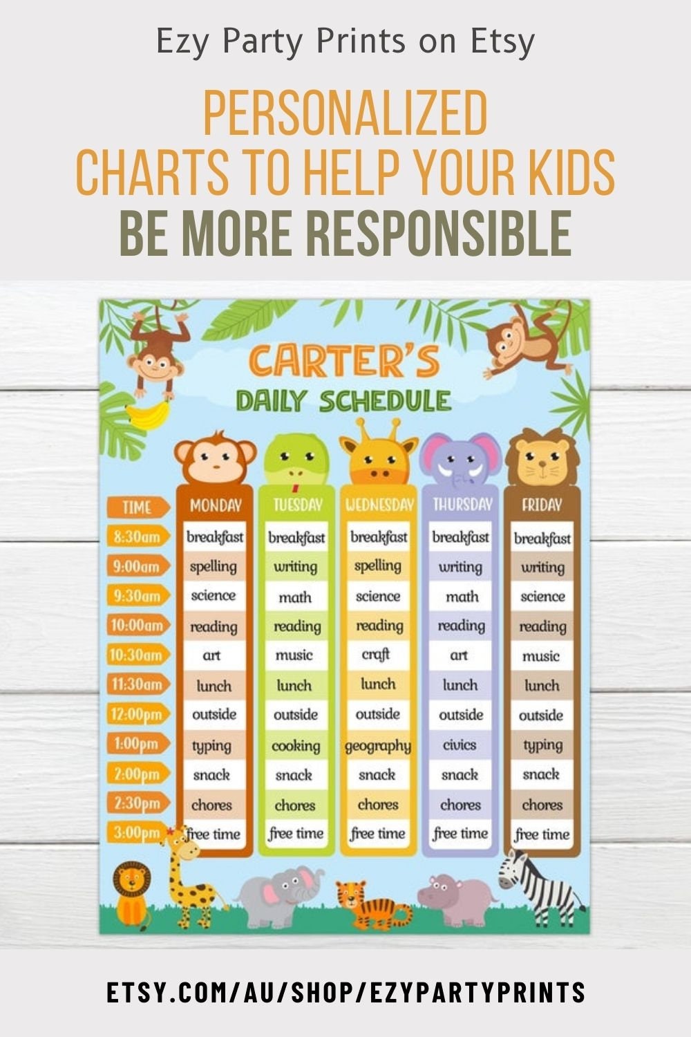 EDITABLE Daily Schedule Chart Editable Home School Chart - Etsy