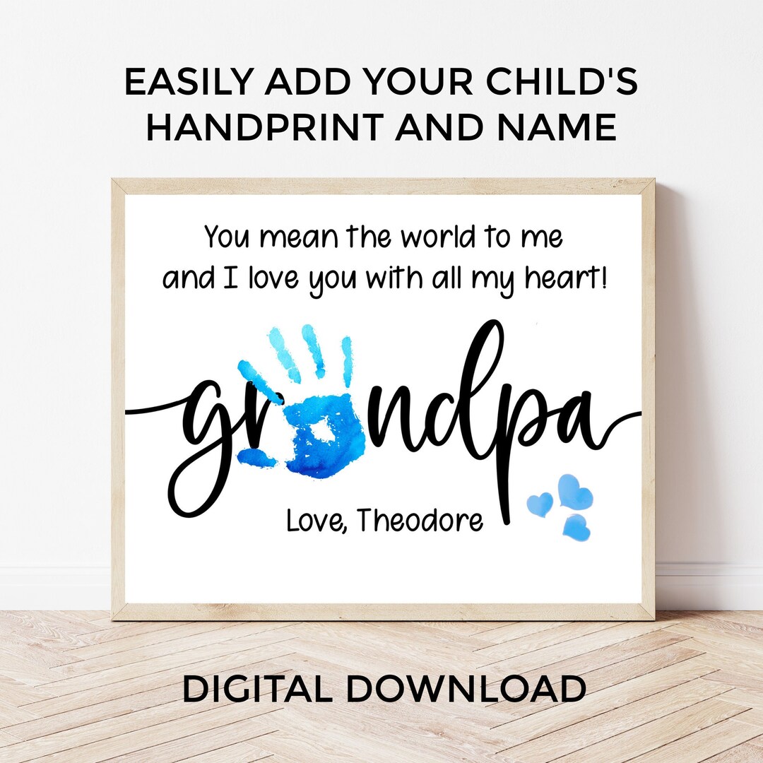 Grandpa Gift Handprint Editable Grandpa Birthday Gift Handprint Art ...