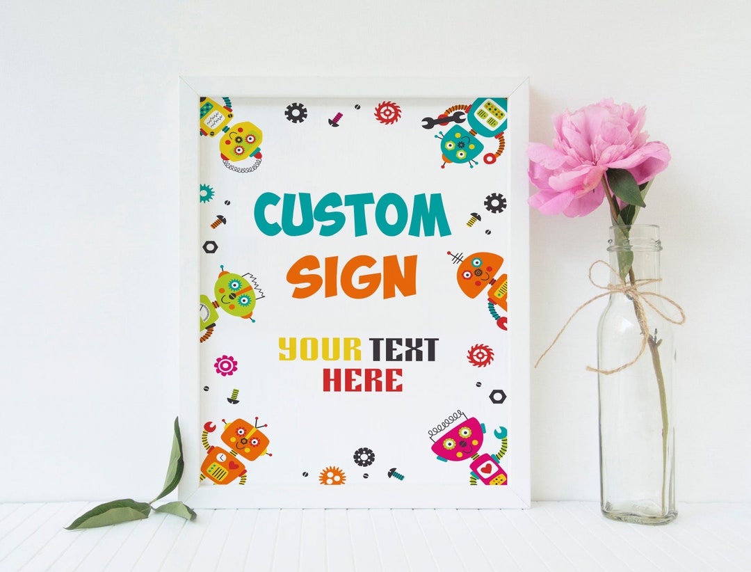 Robots Party Sign Robot Birthday Party Custom Sign in 3 Sizes Cute ...
