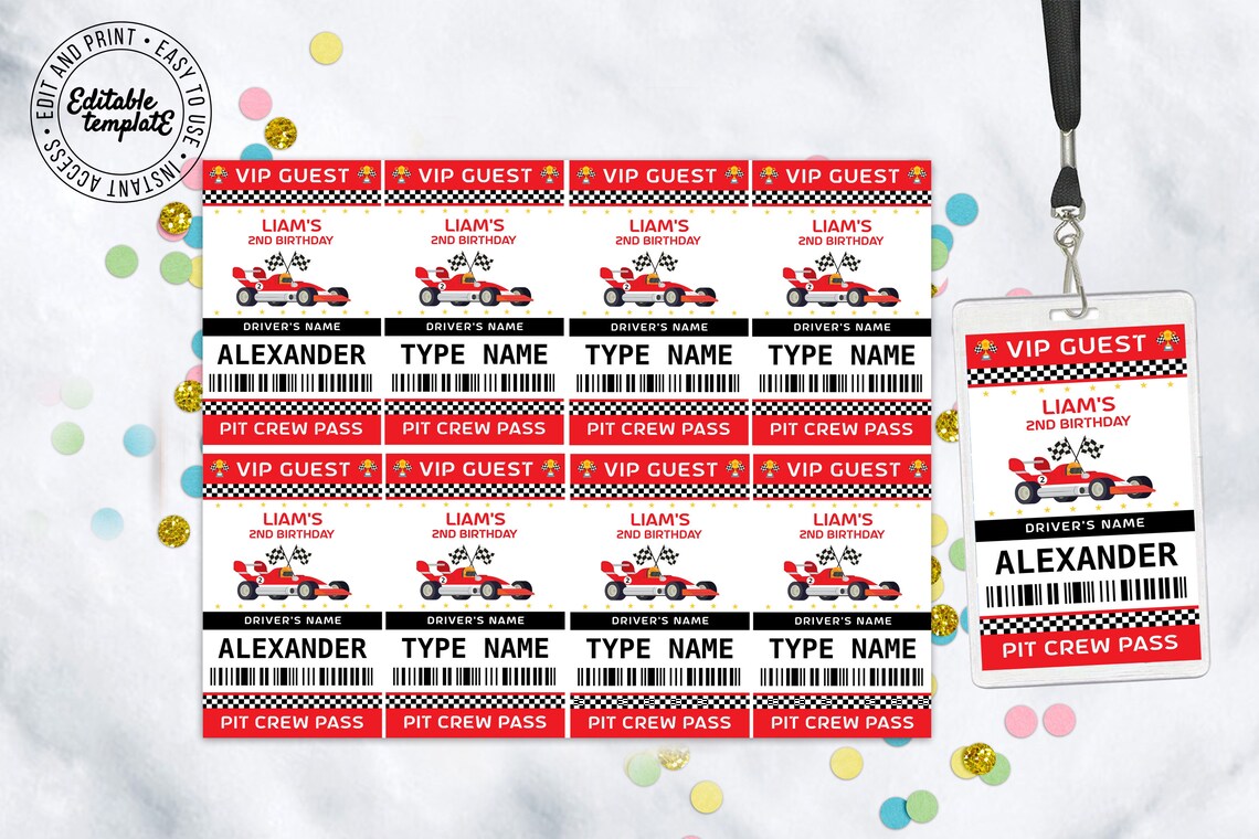 Racing ID Card Template That You Can Simply Edit and Print - Etsy
