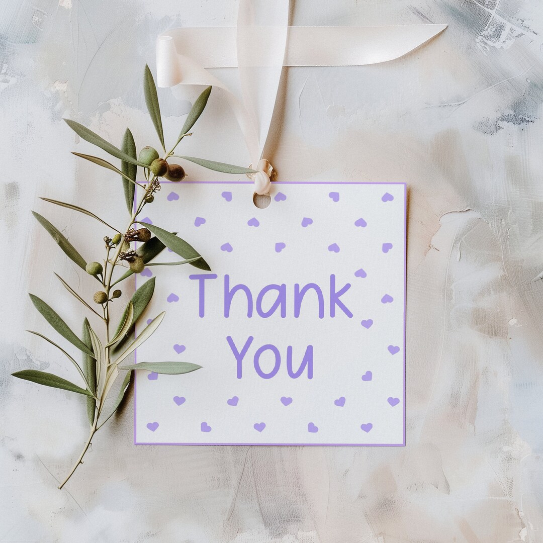 Editable Purple Gift Tags Purple Hearts Confetti Favor Cards Purple ...