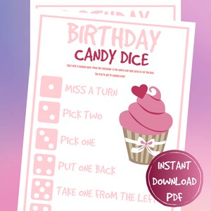 Candy Dice Game Printable Birthday Party Game Girls Sleepover Party ...