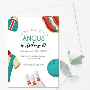 Editable Bowling Birthday Party Invitation Ten Pin Bowling Birthday ...