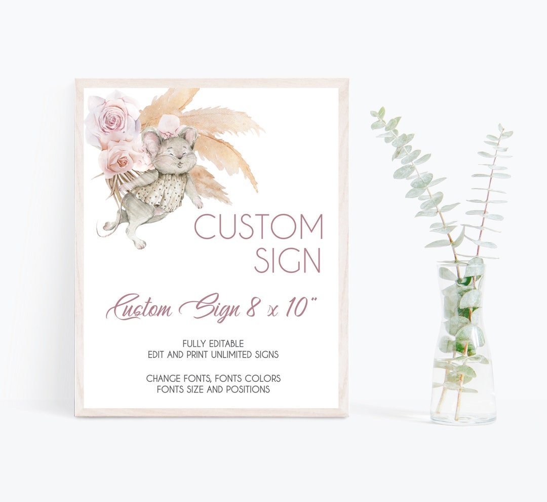 Editable Pampas Grass Baby Shower Sign Baby Shower Decor Boho Pampas ...