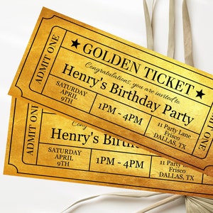 Golden Ticket Invitation Template Printable Birthday Invitation ...