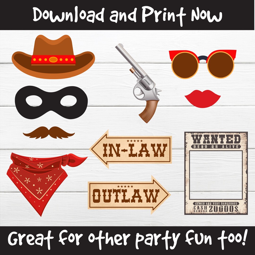Outlaw Party Props. Outlaw Photo Booth Props Outlaw Printable Props for ...