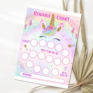 Editable Unicorn Reward Chart Unicorn Sticker Chart Pink Unicorn Chart ...