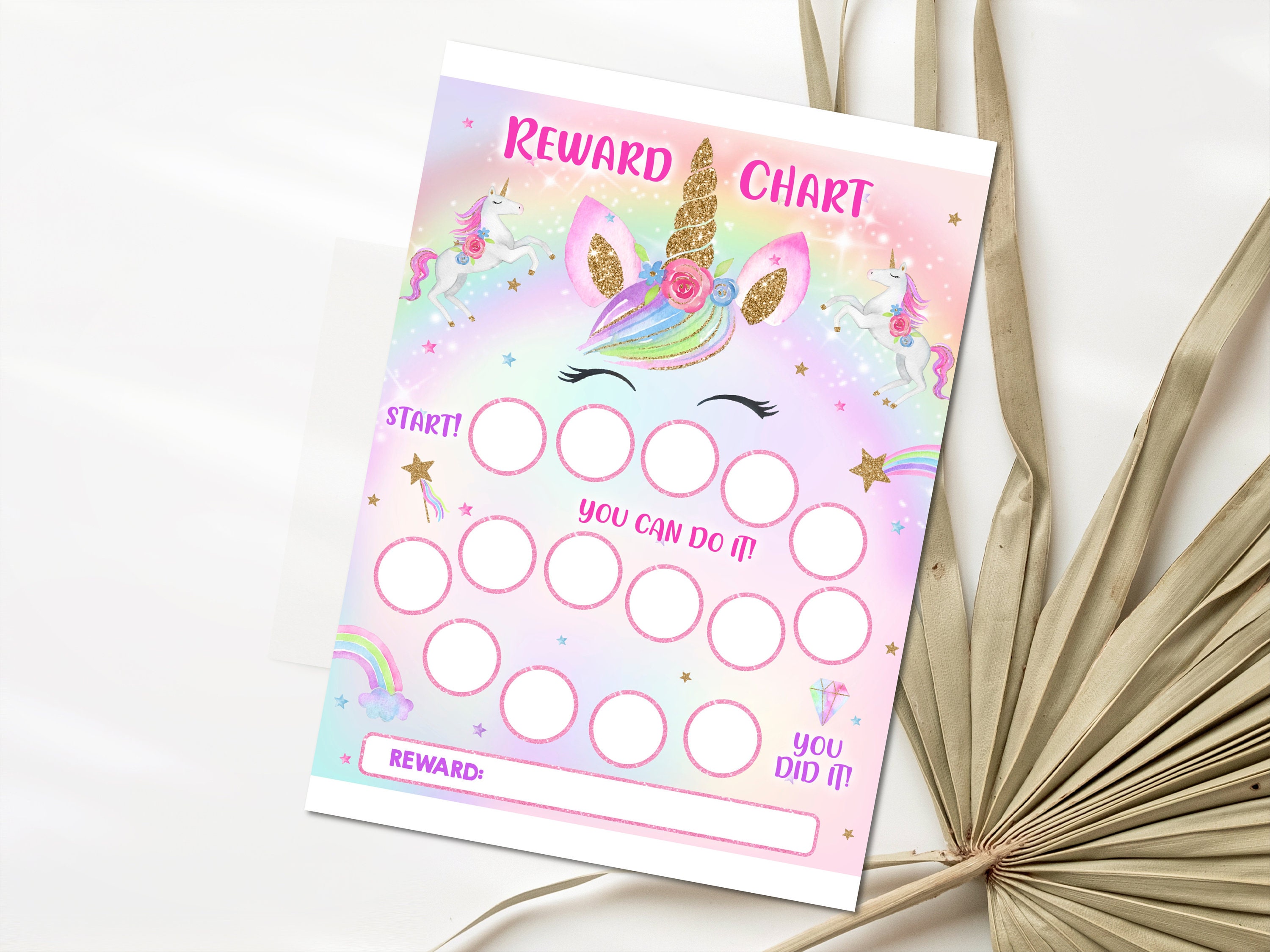 Editable Unicorn Reward Chart Unicorn Sticker Chart Pink Unicorn Chart ...