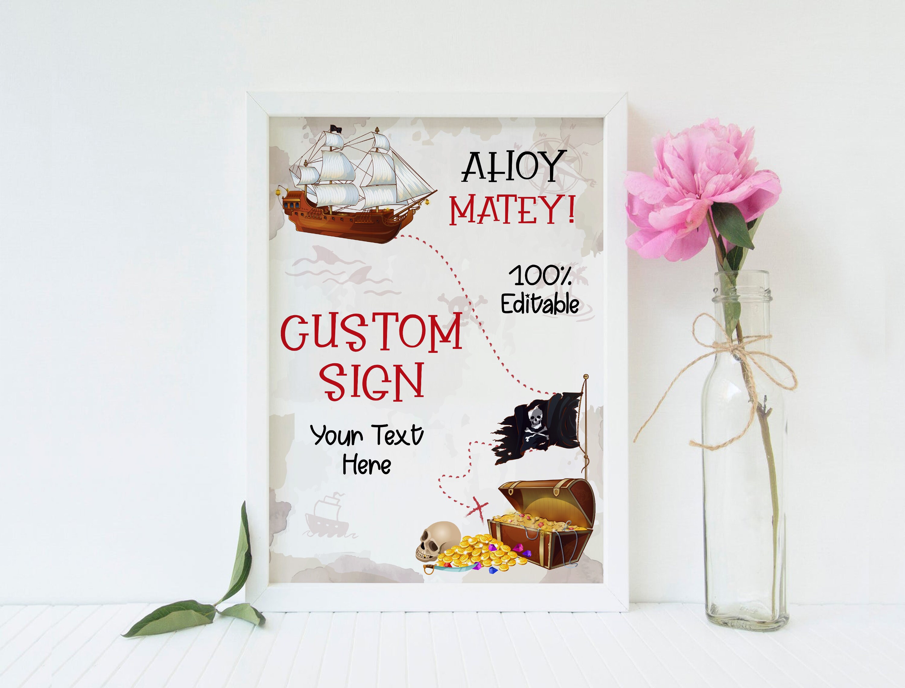 Pirate Party Signs 100% Editable Text Pirate Birthday Party | Etsy