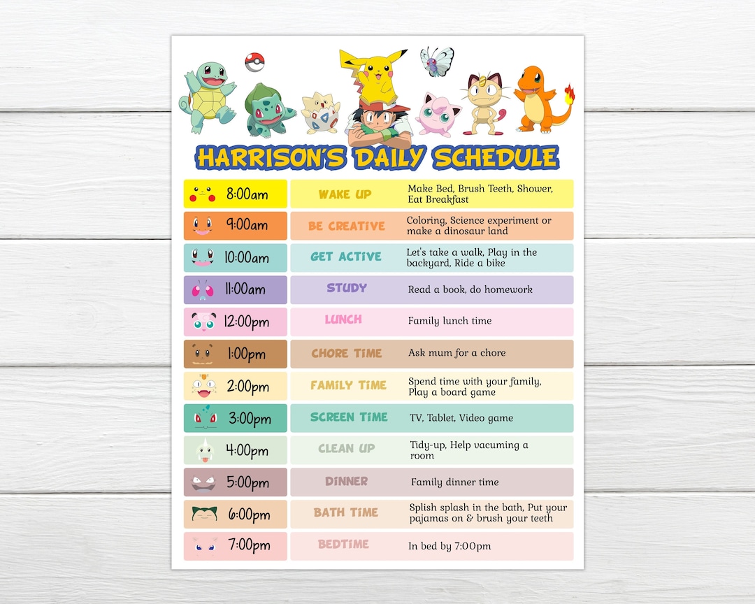Instant Printable Daily Routine Chart Kids Editable Daily Schedule ...