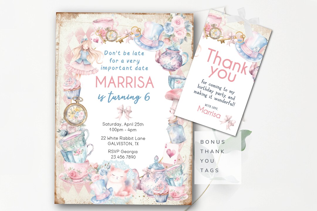 Alice in Wonderland Invitation Template Wonderland Birthday Party ...
